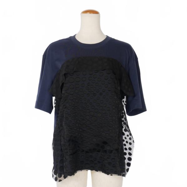 セドリックシャルリエ CEDRIC CHARLIER ドット ドッキング Tシャツ カットソー 42 紺 ネイビー レディース【表記サイズ】42【実寸サイズ】肩幅：49cm　身幅：52cm　着丈：57cm　袖丈：23cm　　【素材】綿100...