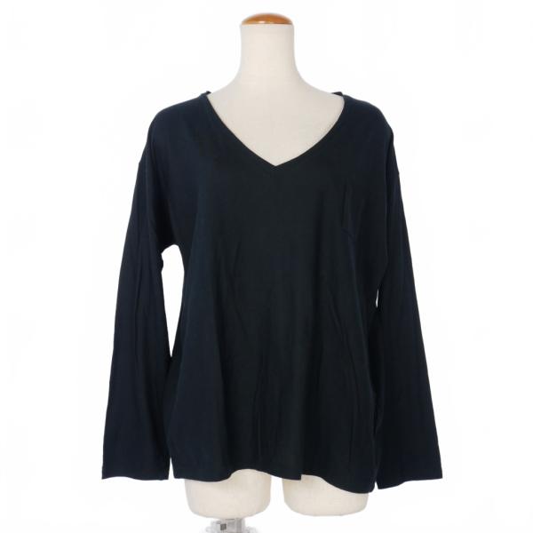 ステファノモルタリ STEFANO MORTARI Vネック カットソー トップス ポケット 3 紺 ダークネイビー レディース【表記サイズ】3【実寸サイズ】肩幅：53cm　身幅：57cm　着丈：60cm　袖丈：49cm　　【素材】コットン...