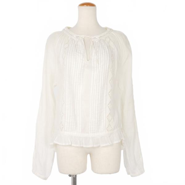 クイーン&amp;ベル QUEENE&amp;BELLE レース プリーツ シャツ ブラウス 長袖 M 白 ホワイト レディース【ブランド】クイーン&amp;ベル QUEENE&amp;BELLE【表記サイズ】M【実寸サイズ】身幅：46cm...