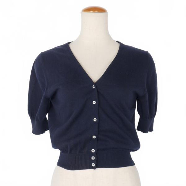 ステファノモルタリ stefano moritari 半袖 ニットカーディガン メッシュ 42 紺 ネイビー レディース【表記サイズ】42【実寸サイズ】肩幅：36cm　身幅：42cm　着丈：40.5cm　袖丈：25cm　　【素材】コットン1...