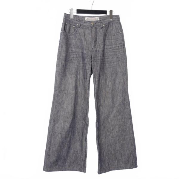 クリッツィア KRIZIA KRIZIA JEANS コットン リネン ワイドデニム ストレート シャンブレー 29 インディゴ 青 ブルー レディース【ブランド】クリッツィア KRIZIA【表記サイズ】29【実寸サイズ】ウエスト：76cm...