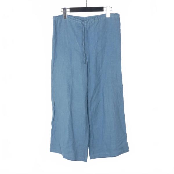 ステファノモルタリ Stefano Mortari リネンパンツ ワイドパンツ サイズ40 ブルー 青 レディース【表記サイズ】40(日本サイズL)【実寸サイズ】ウエスト：41.5cm　もも幅：32cm　裾幅：28cm　股上：26.5cm　...