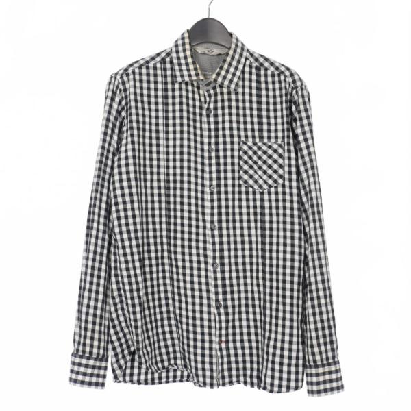 アレサンドロラムラ ALESSANDRO LAMURA ギンガムチェック シャツ 長袖 L 白 黒 ホワイト ブラック メンズ【表記サイズ】L【実寸サイズ】肩幅：44cm　身幅：56.5cm　着丈：72cm　袖丈：63.5cm　　【素材】コ...