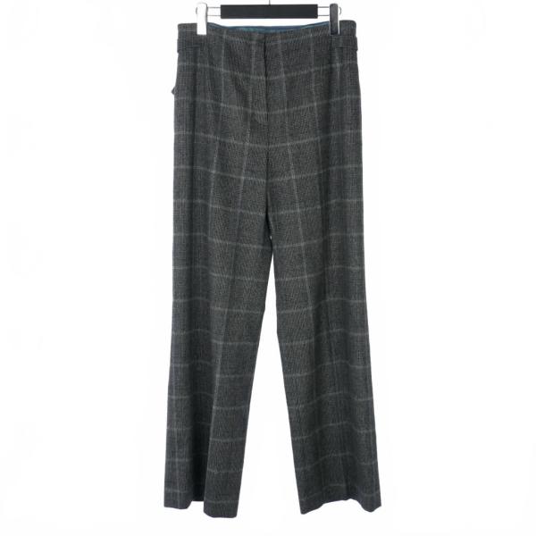 リスティーナ・シュルテ CHRISTINA SCHULTE ウールチェックスラックス ストレート 42 灰 グレー レディース【表記サイズ】42【実寸サイズ】ウエスト：78cm　もも幅：32cm　裾幅：28cm　股上：36cm　股下：77c...