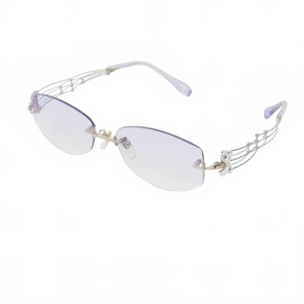 ラインアート シャルマン LINEART charmant リムレスメガネ サングラス パープル 紫 シルバー 銀 レディース【実寸サイズ】レンズの大きさ：横5.6×縦3.8cm　テンプル：10.0cm　　【色】パープル シルバー　※照明や...
