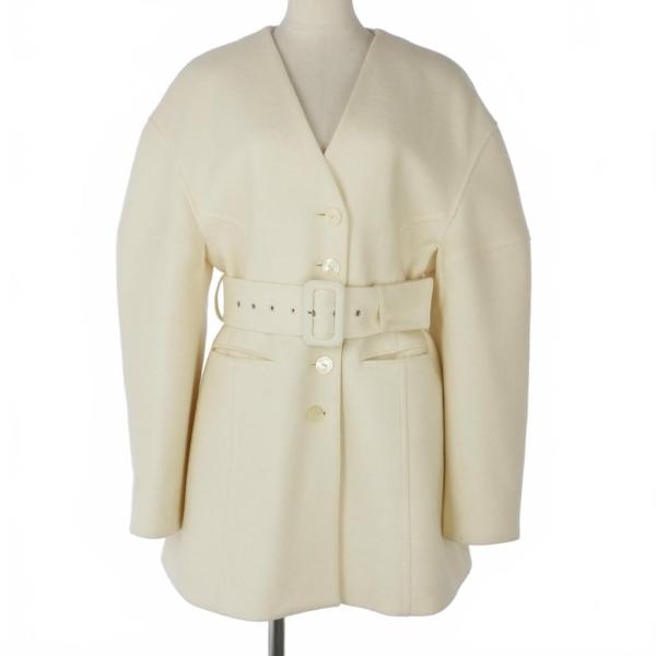 アキラナカ AKIRA NAKA 22AW Flora belted collarless coat ノーカラーウールコート ミディ丈 2 白 ホワイト AW2212-WH レディース【ブランド】アキラナカ AKIRA NAKA【表記サイズ...