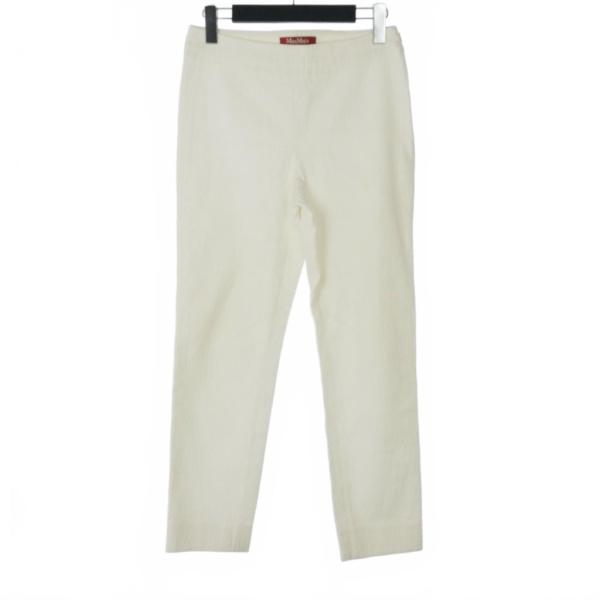 マックスマーラ MAX MARA コットンテーパードパンツ サイドジップ  IT36 白 ホワイト レディース【ブランド】マックスマーラ MAX MARA【表記サイズ】IT36【実寸サイズ】ウエスト：70cm　もも幅：26cm　裾幅：15c...