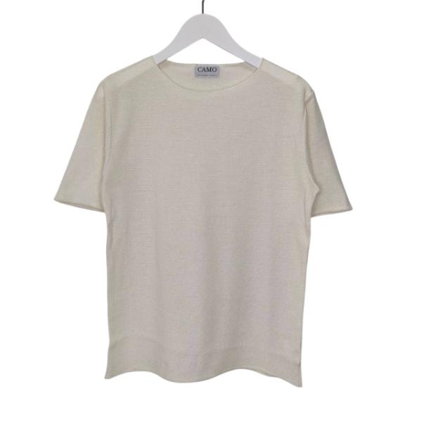 CAMO BY STEFANO UGHETTI ニット トップス カットソー 半袖 S アイボリー k1964 0511 メンズ【表記サイズ】Ｓ【実寸サイズ】肩幅：41cm　身幅：48.5cm　着丈：66.5cm　袖丈：24cm　　【素材】...