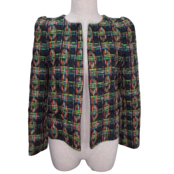 ザラウーマン ZARA WOMAN 長袖 ジャケット ノーカラー USA S ネイビー グリーン ピンク ホワイト k23581 0707 レディース【ブランド】ザラウーマン ZARA WOMAN【表記サイズ】USA S【実寸サイズ】肩幅：...