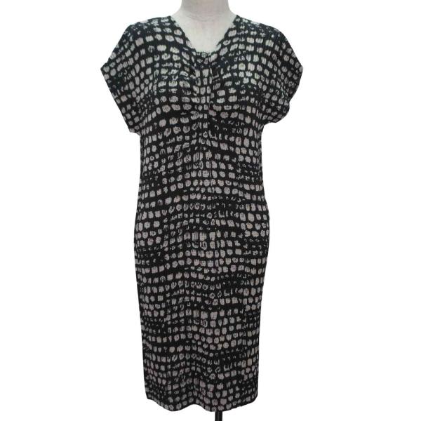 スペッチオ SPECCHIO シャトルプリーツワンピース 半袖 膝丈 総柄 40 Lサイズ相当 ブラック ベージュ k26585 1105 レディース【ブランド】スペッチオ SPECCHIO【表記サイズ】40【実寸サイズ】身幅：40cm　着...