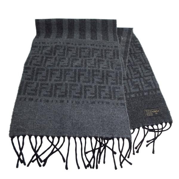 フェンディ FENDI TOSHIBA マフラー ズッカ柄 グレー ブラック k349930 0212 メンズ レディース【ブランド】フェンディ FENDI【表記サイズ】-【実寸サイズ】全長（フリンジ含まず）：118cm　幅：30.5cm　...