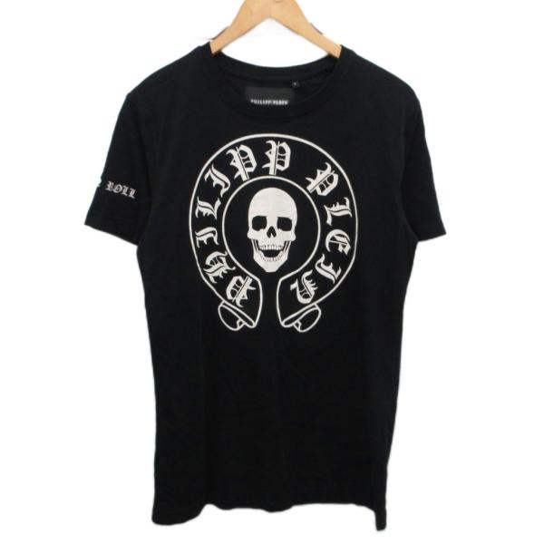 フィリッププレイン PHILIPP PLEIN Tシャツ 半袖 プリント L 黒 ブラック ■MET2 メンズ【ブランド】フィリッププレイン PHILIPP PLEIN【表記サイズ】L【実寸サイズ】肩幅：約44cm　身幅：約50cm　袖丈：...