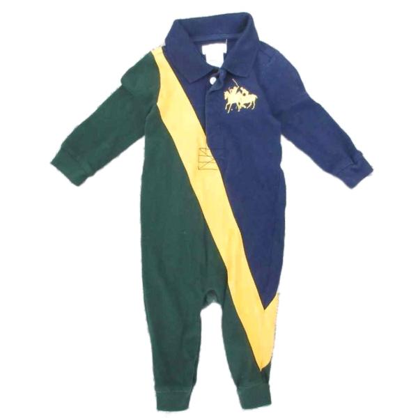 ラルフローレン RALPH LAUREN ロンパース オールインワン ボーダー 6M 紺 ネイビー 緑 グリーン 黄 イエロー ☆AA★ キッズ【ブランド】ラルフローレン RALPH LAUREN【表記サイズ】6M【実寸サイズ】腰から胸当て...