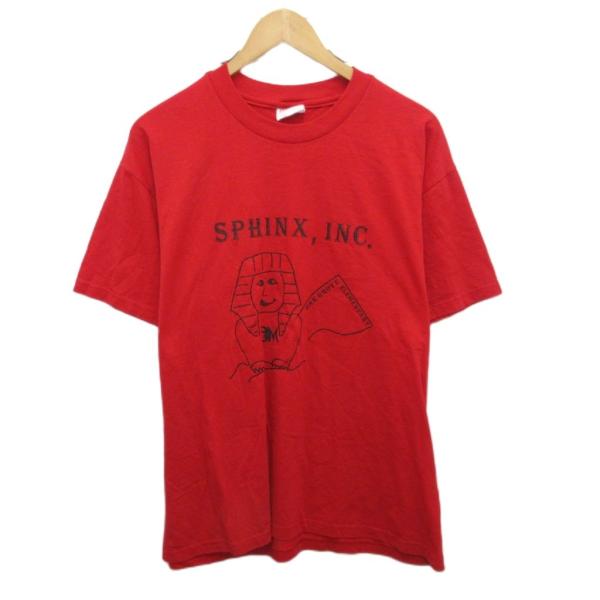ヘインズ Hanes 古着 Tシャツ 半袖 プリント スフィンクス USA製 L 赤 レッド ■MET2 メンズ【ブランド】ヘインズ Hanes【表記サイズ】L【実寸サイズ】肩幅：約54cm　身幅：約60cm　袖丈：約20cm　着丈：約74...