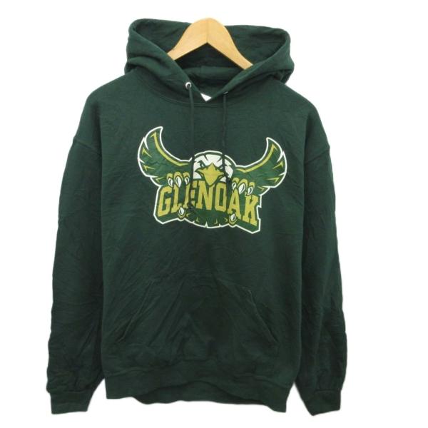 ジャージーズ JERZEES GLENOAK パーカー フーディー プルオーバー ロゴプリント M 緑 グリーン ■MET2 メンズ【表記サイズ】M【実寸サイズ】肩幅：約55cm　身幅：約57cm　袖丈：約60cm　着丈：約63cm　　【素...