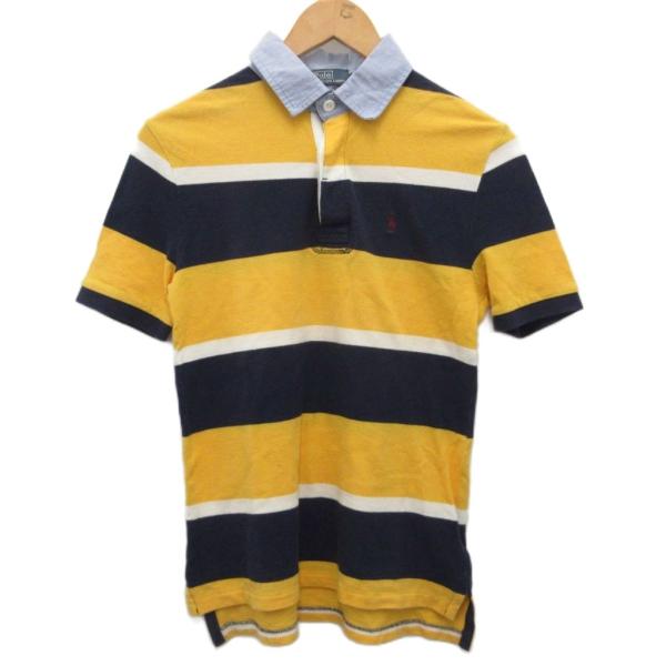 ポロ バイ ラルフローレン Polo by Ralph Lauren ポロシャツ ボーダー 子ども服 ポニー刺? 黄 紺 ネイビー 150 ☆AA★ ■MET2 【ブランド】ポロ バイ ラルフローレン Polo by Ralph Laure...