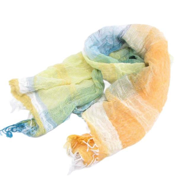 玉木新雌 タマキニイメ tamaki niime 美品 ストール ショール マフラー 播州織 フリンジ マルチカラー 黄 レディース【ブランド】玉木新雌 タマキニイメ tamaki niime【表記サイズ】--【実寸サイズ】全長（フリンジ含...