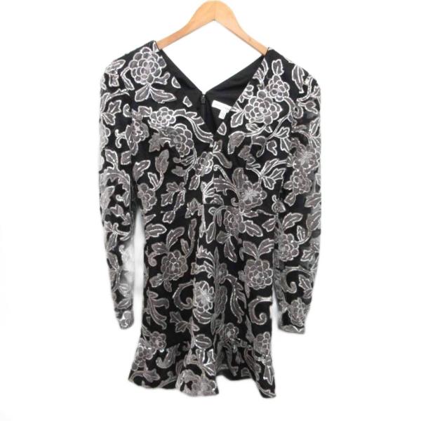 ドレスザポピュレーション DRESS THE POPULATION ワンピース ドレス ミニ スパンコール シルバー 黒 S レディース【表記サイズ】S【実寸サイズ】肩幅：41cm　身幅：42cm　袖丈：60cm　総丈：79cm　　【素材】...