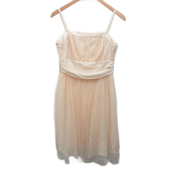 genet vivien ジュネビビアン ドレス ワンピース スカート ひざ丈 ラメ シアー ベージュ 9 【表記サイズ】9【実寸サイズ】肩幅：--cm　身幅：42cm　袖丈：--cm　総丈：82cm　　【素材】ポリエステル【色】ベージュ【...