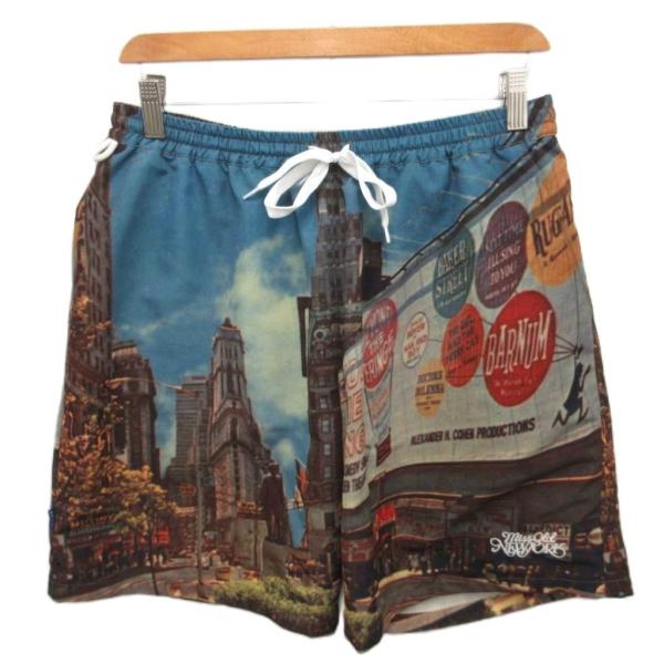 LFYT OLD NEW YORK SHORTS -70s TIMES SQUARE  ショーツ ショートパンツ ハーフパンツ L 青 ブルー マルチカラー LS241303 メンズ【表記サイズ】L【実寸サイズ】ウエスト：約74cm　もも幅...