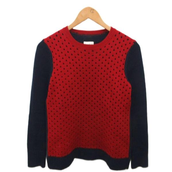 クローディピエルロ CLAUDIE PIERLOT ニット セーター 長袖 ツートーン 2 赤 レッド 紺  ネイビー EUM-5317 レディース【ブランド】クローディピエルロ CLAUDIE PIERLOT【表記サイズ】2【実寸サイズ】...
