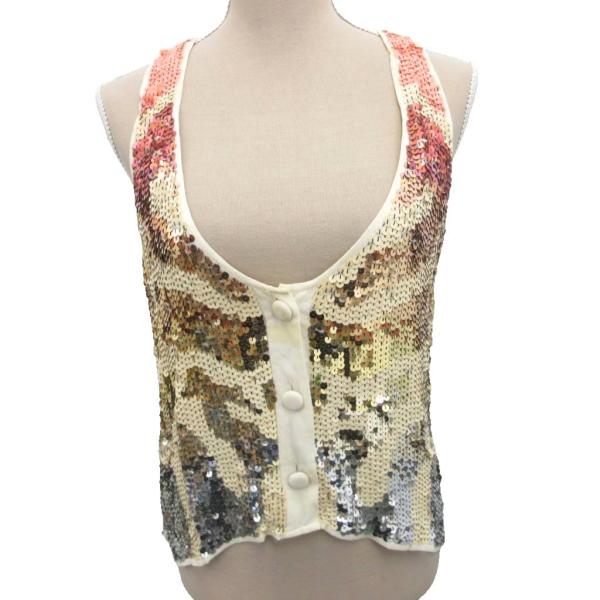 サス&amp;バイド sass＆bide ベスト カットソー ノースリーブ スパンコール 絹 シルク100% 0 ベージュ レディース【ブランド】サス&amp;バイド sass＆bide【表記サイズ】0【実寸サイズ】肩幅：約28cm　身幅：...