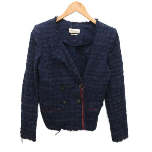 イザベルマラン ISABEL MARANT ツイードジャケット ブレザー ダブル チェック 紺 ネイビー S ■IBO90 レディース【ブランド】イザベルマラン ISABEL MARANT【表記サイズ】S【実寸サイズ】肩幅：37cm　身幅：...