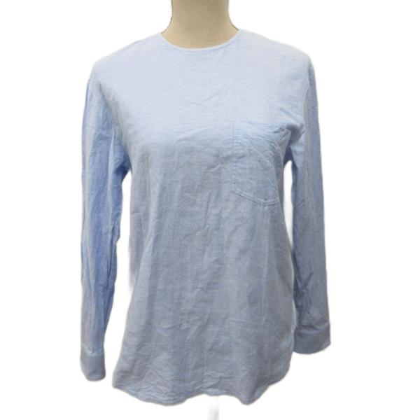 アレキサンダーワン ALEXANDER WANG ノーカラー ブラウス シャツ 長袖 0 水色 21-21-0108 ■IBO90 レディース【ブランド】アレキサンダーワン ALEXANDER WANG【表記サイズ】0【実寸サイズ】肩幅：約...