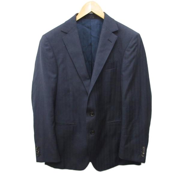 GINZA GLOBAL STYLE テーラードジャケット ブレザー 2B 紺 ネイビー M 【表記サイズ】M【実寸サイズ】肩幅：43cm　身幅：54cm　袖丈：58cm　着丈：69cm　　【素材】毛【色】紺 ネイビー 【仕様】--【状態】...