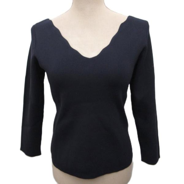 未使用品 グーコミューン gout commun タグ付き カットソー ブラウス 長袖 Vネック 38 紺  ネイビー 1027840010 レディース【ブランド】グーコミューン gout commun【表記サイズ】38【実寸サイズ】肩幅：...