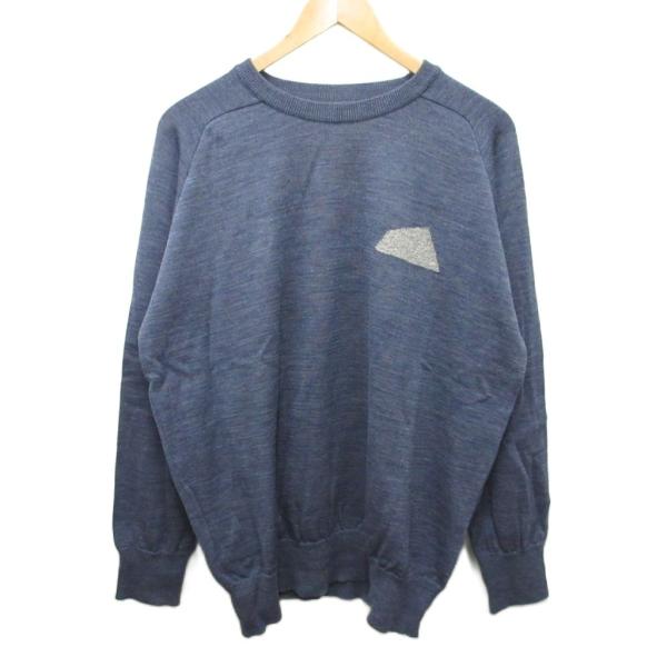 SALVAGE PUBLIC サルベージ パブリック コレパ ニット セーター ニュージーランドメリノウール ロゴ 青 ブルー L 【表記サイズ】L【実寸サイズ】身幅：65cm　着丈：70cm　ゆき丈：85cm　　【素材】ウール【色】青 ブ...
