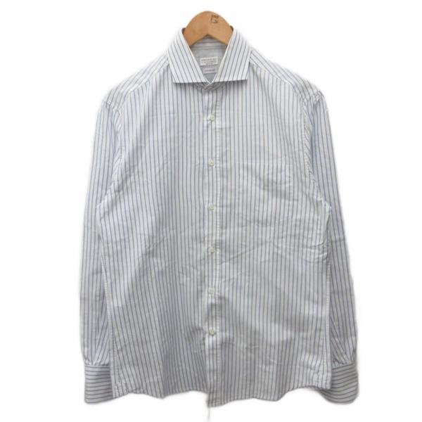 ブルネロクチネリ BRUNELLO CUCINELLI SLIM FIT シャツ 長袖 ストライプ 白 ホワイト 水色 メンズ【ブランド】ブルネロクチネリ BRUNELLO CUCINELLI【表記サイズ】サイズ表記なし(実寸サイズをご参考...