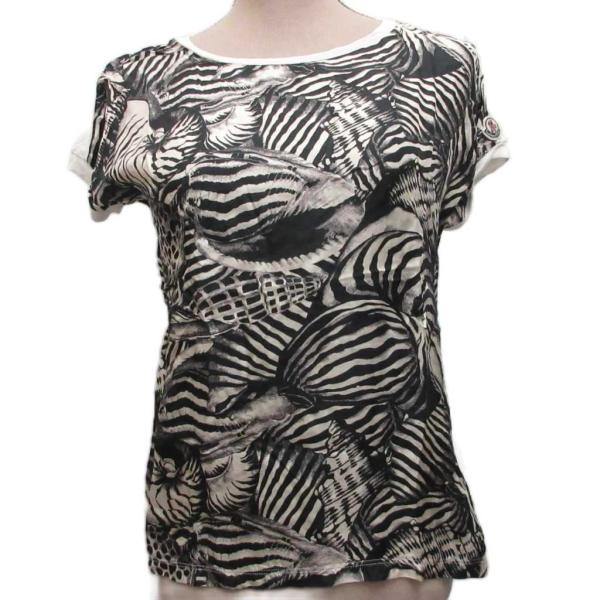 モンクレール MONCLER MAGLIA GIROCOLLO カットソー 半袖 総柄 絹 シルク100% S 白 ホワイト 黒 ブラック B10938052900 ■IBO91【ブランド】モンクレール MONCLER【表記サイズ】S【実寸...