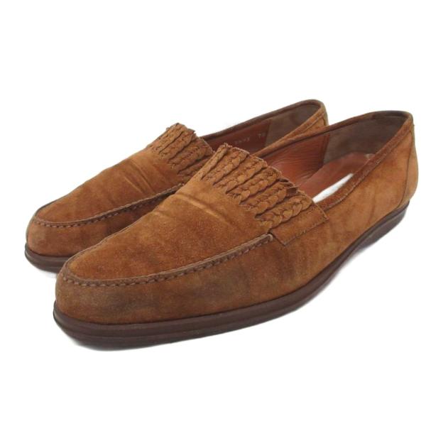 チェザレパチョッティ CESARE PACIOTTI ローファー スリッポン 革靴 スエード 皮革 7.5 茶 ブラウン ■IBO90 【表記サイズ】7.5【実寸サイズ】ヒールの高さ：約1.5cm　最大幅：約7.5cm　インソール実寸 約2...