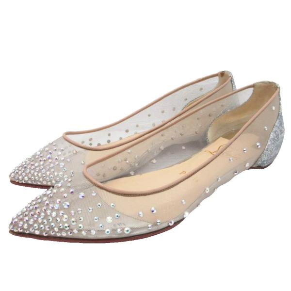 クリスチャンルブタン Follies Strass フラットシューズ パンプス ポインテッドトゥ ビジュー 35.5 22.5cm クリアカラー ■IBO91【ブランド】クリスチャンルブタン Christian louboutin【表記サイ...