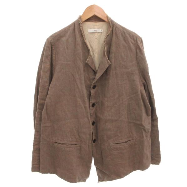 オーセンティック AUTHENTIC SUBTLE テーラードジャケット ブレザー カットオフ 麻 リネン 3 茶 ブラウン /FF ■IBO91 メンズ【表記サイズ】03【実寸サイズ】肩幅：43cm　身幅：53cm　袖丈：62cm　着丈：...