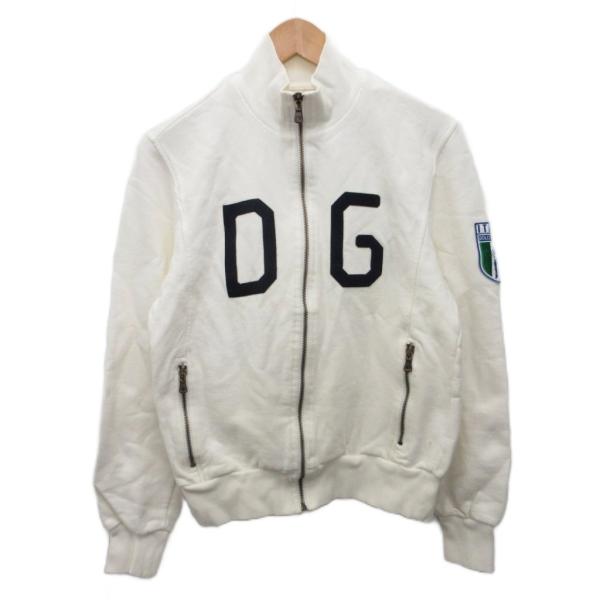 ドルチェ&amp;ガッバーナ ドルガバ DOLCE&amp;GABBANA トラックジャケット ジップアップパーカー スウェット ロゴパッチ 白 ホワイト 48【ブランド】ドルチェ&amp;ガッバーナ ドルガバ DOLCE&amp;GABB...