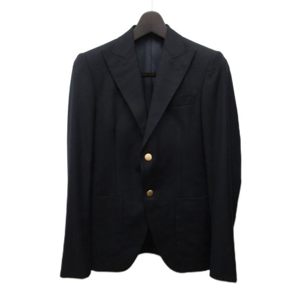麻布テーラー azabu tailor SUPER 110'S VITALE BARBERIS CANONICO 美品 テーラードジャケット ブレザー 金ボタン 紺 ネイビー 約M【ブランド】麻布テーラー azabu tailor【表記サイ...