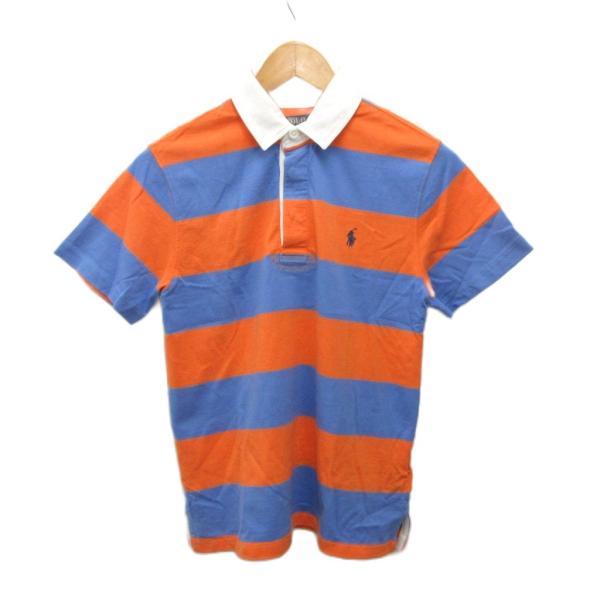 ラルフローレン RALPH LAUREN ポロシャツ ラガーシャツ 半袖 ボーダー ポニー刺? オレンジ ブルー 150cm キッズ【ブランド】ラルフローレン RALPH LAUREN【表記サイズ】150cm【実寸サイズ】肩幅：38cm　身...