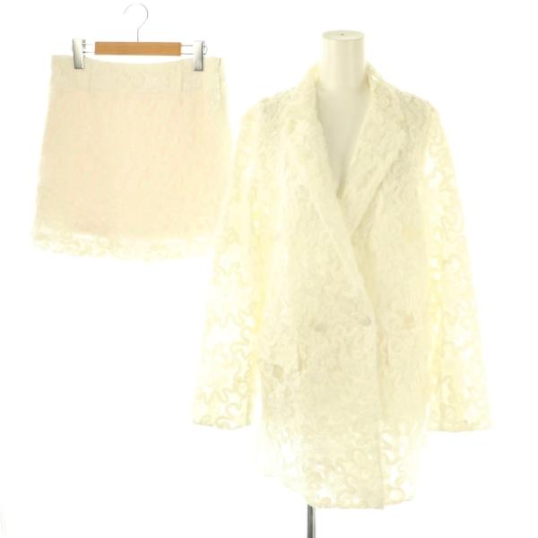 アメリヴィンテージ アメリ AMERI FLOWER MIX LACE SHEER JACKET SKIRT セットアップ ジャケット スカート F M ホワイト レディース【ブランド】アメリヴィンテージ Ameri VINTAGE【表記サ...