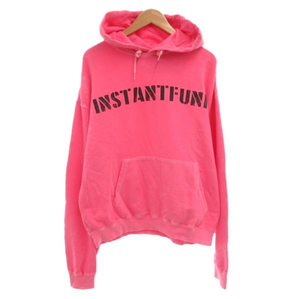 インスタントファンク INSTANTFUNK パーカー フーディ 2 プルオーバー 長袖 ロゴ プリント ピンク /AE メンズ【表記サイズ】2【実寸サイズ】肩幅：64cm　身幅：69cm　袖丈：65cm　着丈：64cm　　【素材】綿【色】...