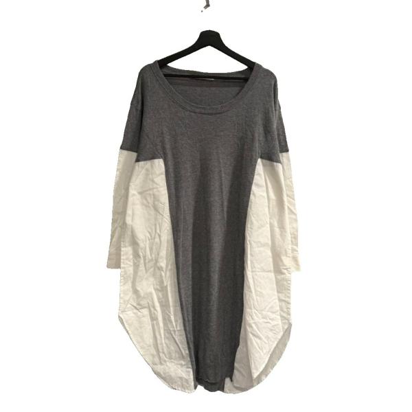 リミフゥ LIMI feu ワンピース 膝丈 切替 グレー 白 ホワイト  ■WGA レディース【ブランド】リミフゥ LIMI feu【表記サイズ】実寸サイズをご参照ください。【実寸サイズ】肩幅：約58cm　身幅：約68cm　袖丈：約52c...