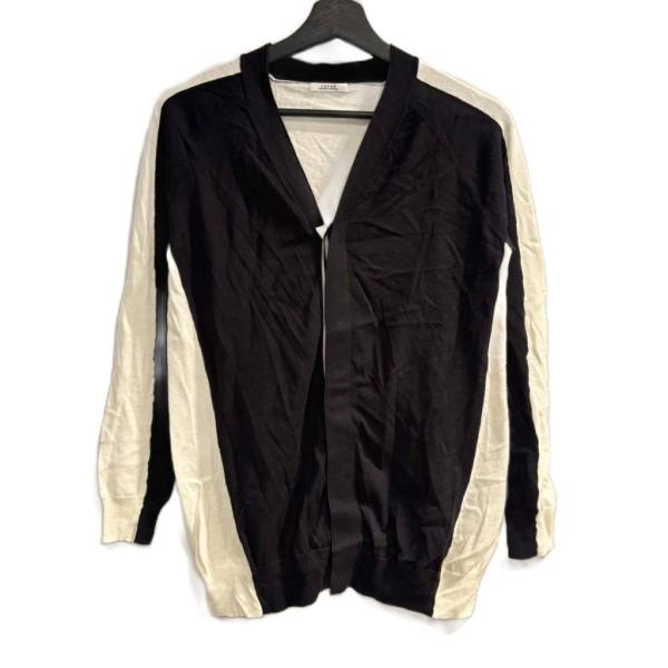 イリゼ irise 美品 カシミヤ混 カーディガン 白 ホワイト 黒 ブラック 2 約M ■WGA レディース【表記サイズ】2【実寸サイズ】身幅：47cm　着丈：64cm　ゆき丈：80cm　　【素材】コットン90％　カシミヤ10％【色】白 ...