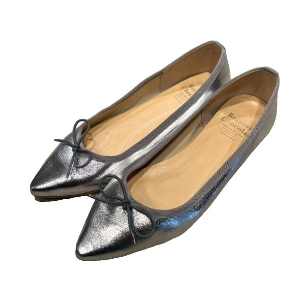 ボワソンショコラ Boisson Chocolat パンプス フラットシューズ ポインテッドトゥ リボン 23.5cm 【表記サイズ】23.5cm【実寸サイズ】ヒールの高さ：約2cm　最大幅：約8cm　インソール実寸約23.5cm　【素材】...