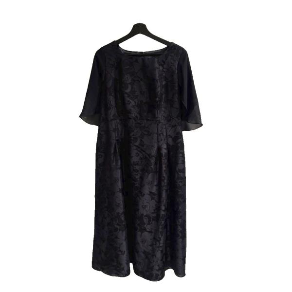 シーズプリファレンス She's Preference ワンピース ロング 総柄 半袖 16 紺 ネイビー ■WGA レディース【表記サイズ】46【実寸サイズ】肩幅：約38cm　身幅：約47cm　着丈：約112cm　袖丈：約31cm　　【素...