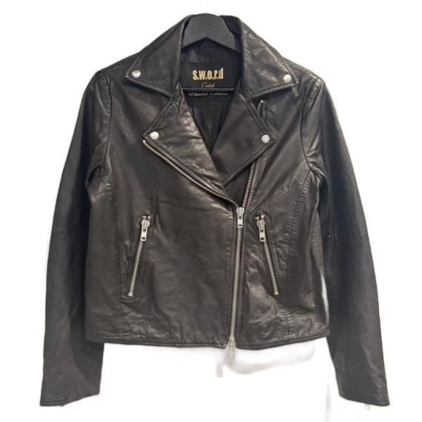 スワード s.w.o.r.d Gold Limited Edition ライダースジャケット ラムレザー ダブル 42 約L 黒 ブラック ■WGA レディース【表記サイズ】42【実寸サイズ】肩幅：40cm　身幅：49cm　袖丈：60cm　...