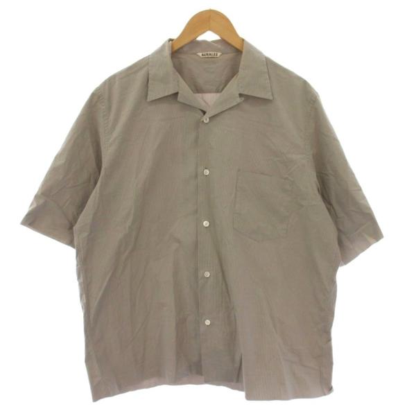 オーラリー AURALEE SELVEDGE WEATHER CLOTH OPEN COLLARED HALF SLEEVED SHIRTS シャツ 半袖 ストライプ柄 5 グレー A7SS02WC /BM メンズ【ブランド】オーラリー A...