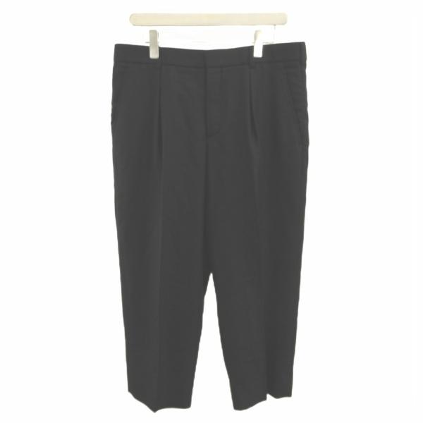 サンローラン パリ SAINT LAURENT PARIS スラックスパンツ ワイド ウール 1タック 48 黒 ブラック 無地 クロップド丈 660307 /YU ■GY19 メンズ【ブランド】サンローラン パリ SAINT LAUREN...