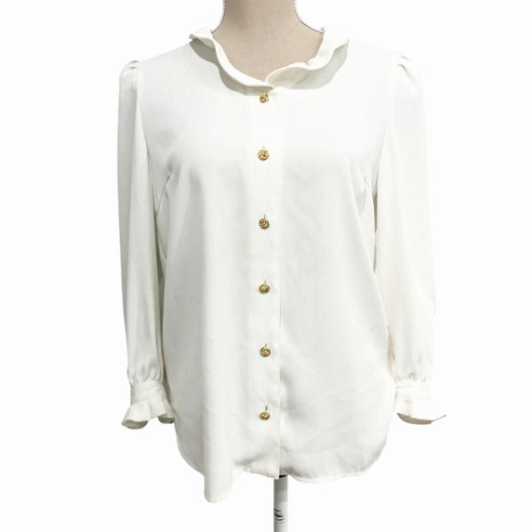 レリアン Leilian シャツ ブラウス 金ボタン 白 ホワイト 7 約S ■GY09 レディース【ブランド】レリアン Leilian【表記サイズ】7 約S【実寸サイズ】肩幅：36cm　身幅：49cm　着丈：62cm　袖丈：50cm　　【...