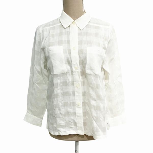 レリアン Leilian シャツ ブラウス チェック 長袖 白 ホワイト 9 約M ■GY09 レディース【ブランド】レリアン Leilian【表記サイズ】9 約M【実寸サイズ】肩幅：38cm　身幅：48cm　着丈：58cm　袖丈：53cm...